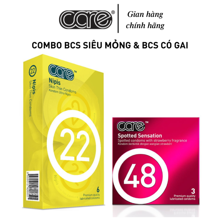 Combo Bao cao su siêu mỏng CARE 22 hộp 6 bcs + Bao cao su có gai CARE ...