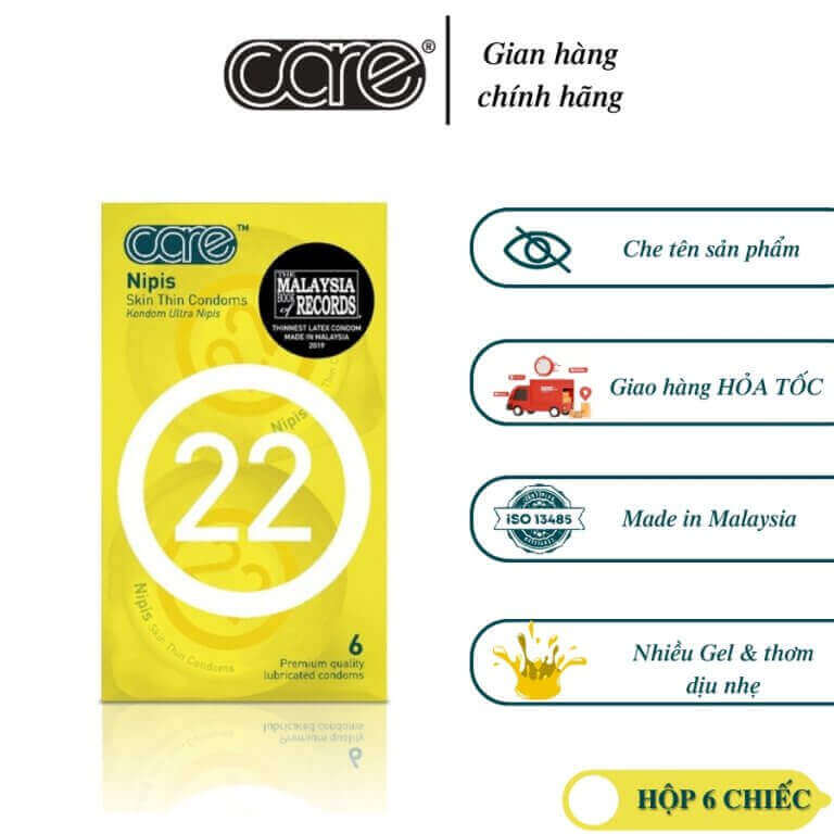 Combo Bao cao su siêu mỏng CARE 22 hộp 6 bcs + Bao cao su có gai CARE ...